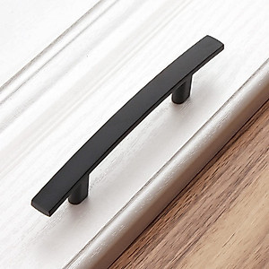 KOOFIZO Solid Curved Bar Cabinet Pull - Black Furniture Arch Handle, 3 Inch/76mm Screw Hole Center, 10-Pack for Kitchen Cupboard Door, Bedroom Dresser Drawer, Bathroom Wardrobe Hardware