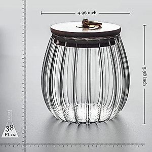 Galazzz 38 Fl oz Airtight Candy Jar with Bamboo Lid,Glass Jar with Lid 1130ml, For Nuts,Cookie(Ovall)