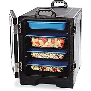 Carlisle FoodService Products Cateraide Plastic Insulated Food Container, Portable Food Warmer, Food Pan Carrier with Versatile Capacity for Parties, Catering, Buffets, 5 Full Pans, Black