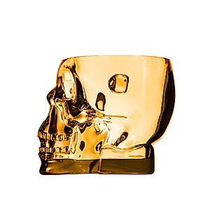 SOSSEG Ice Bucket, Ice Cube Storage Skull Ice Bucket Beer Barrel, Table Mount Wine Bucket, Champagne Bucket Wine Cooler Bar Party Barbecue Cocktail Wedding/Amber