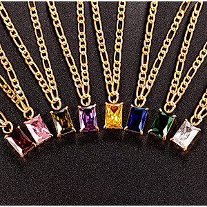 MOONLIT DEW 18K Gold Necklace for Women 3 Layered Necklaces for Women Choker CZ Emerald Birthstone Necklace for Women