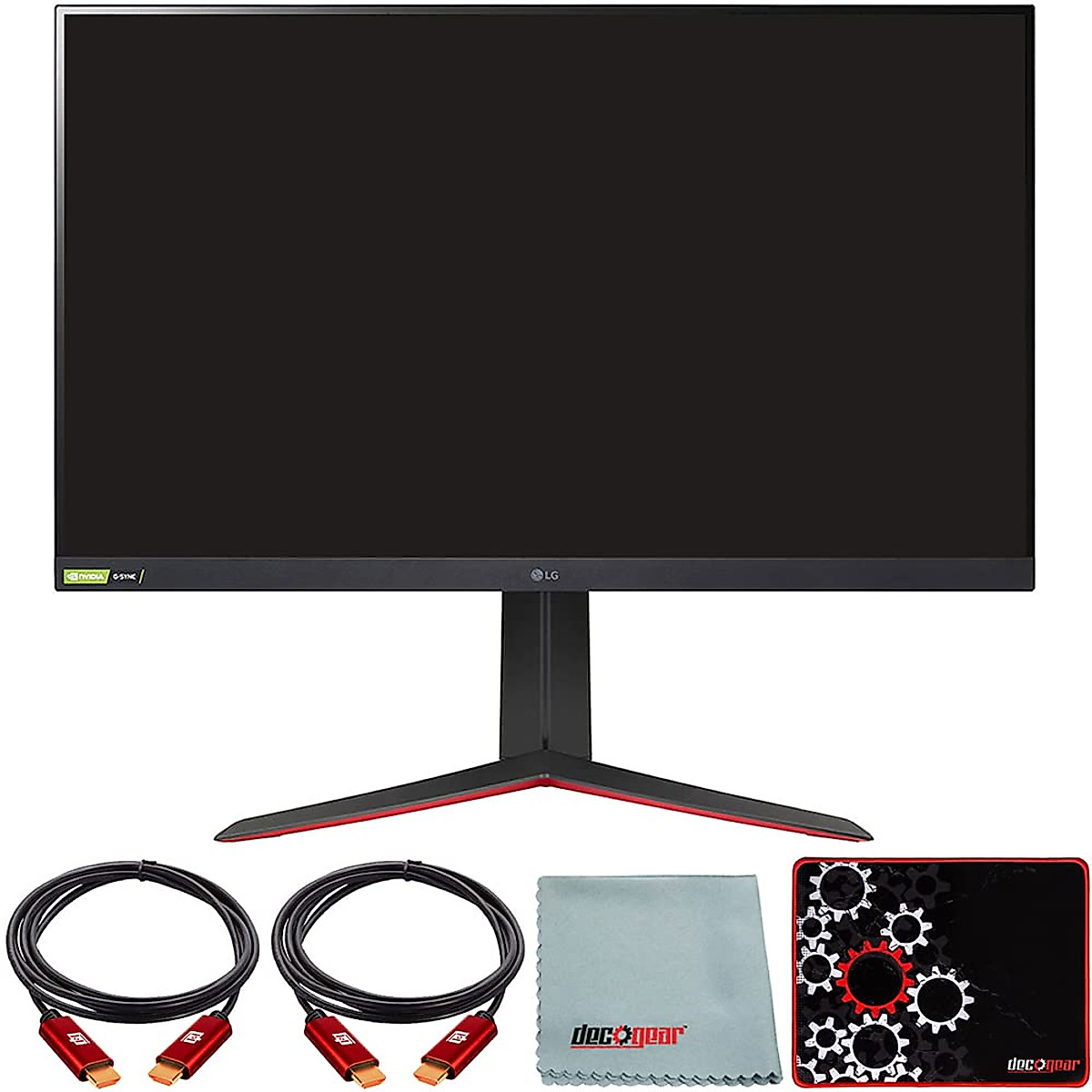 LG 32GP850-B 32 inch Ultragear QHD Nano IPS 165Hz HDR Monitor + G-SYNC Compatibility Bundle with Deco Gear HDMI Cable 2 Pack + Gamer Surface Mousepad + Screen Cloth