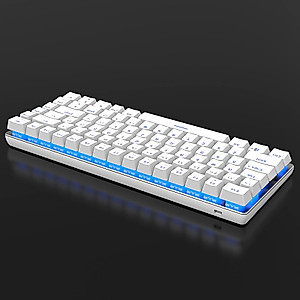 Lomiluskr AK33 Wired Mechanical Keyboard, 82-Keys Compact Mechanical Gaming Keyboard with Anti-ghosting Keys, Small and Portable (Blue Switch/Blue Backlight, White)