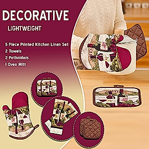 Lobyn Value Packs Decorative Lightweight Kitchen Towel Set 5 Piece Towels