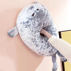 Ryttir 24 Inch Fuzzy Large Seal Stuffed Animal, Soft Stuffed Seal Toy Cuddly Bedroom Seal Plush, Funny Seal Gifts for Girls Boys