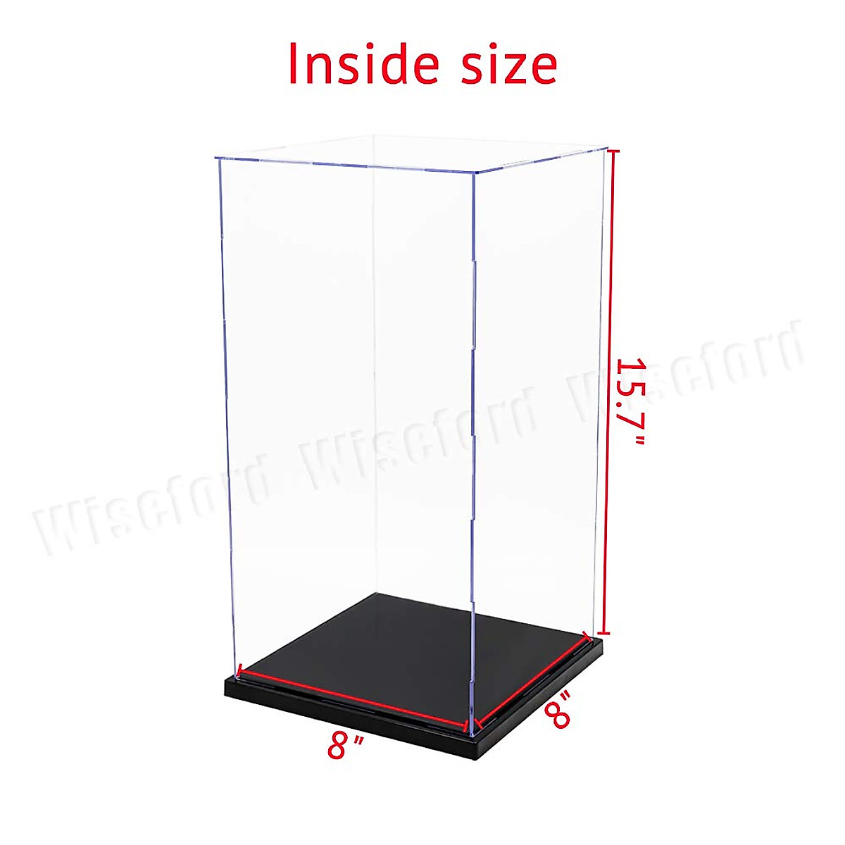 Tingacraft Acrylic Display Case (8 x 8 x 15.7 inch) for 14 inch Doll Figure Clear Box for Collectibles, Assembly Required