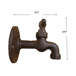 Midwest Craft House 6 Rustic Cast Iron Hooks, Faucet, Spigot Looking, Faux Faucet, Wall Hooks, Coat Hooks, Drawer Pulls