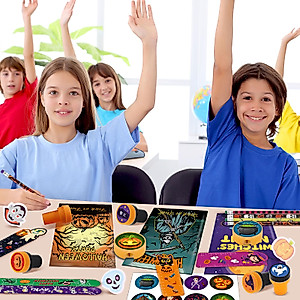 APROAT 216pcs Halloween Goodie Bag Fillers,Bulk Halloween Party Favors For Kids, Halloween Favors for School Stationery Set, Halloween Treats Non Candy,Halloween Prizes