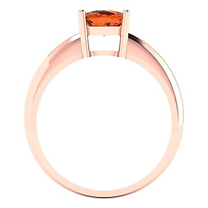 Clara Pucci 1.50 ct Cushion Cut Solitaire Red Simulated Diamond Wedding Bridal Designer Anniversary Engagement Ring Real 14k Rose Gold