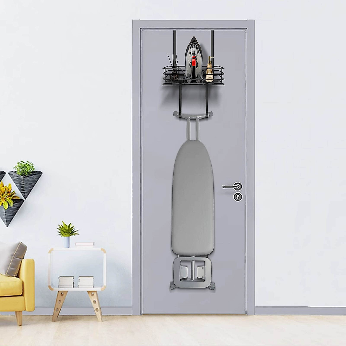 pelreame,Over The Door Ironing Board,Ironing Board Wall Mount,Ironing Board Hanger,Over The Door Ironing Board Holder,Iron Holder Wall Mount,Door Ironing Board,Laundry Room Organization and Storage