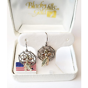 Dream Catcher Feather Earrings, Sterling Silver, 12k Green Gold, 12k Rose Black Hills Gold