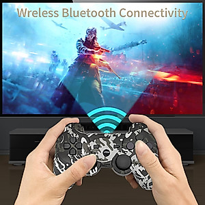 Controller Wireless, CFORWARD Game Controller Compatible for play3 Remote Joy sticks with Dual Vibration and 6Axis, Wireless Controller with Charger and Thumb Gripss