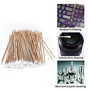 200 PCS Long Wooden Cotton Swabs, Cleaning Cotton Sticks with Wood Handle for Oil Makeup Gun Applicators, Eye Ears Eyeshadow Brush and Remover Tool, Cutips Buds for Baby and Home Accessories