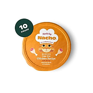 Made by Nacho Wet Cat Food, Cage-Free Minced Chicken in Bone Broth for Extra Hydration, (10 Pack)