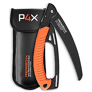 Portable Survival Folding Hand Saw - 11'' Steel Blade, Camping Saw, Heavy Duty & Lightweight w/Non-Slip Handle & Hand Guard - Compact Pocket-Sized Pruning Saw for Outdoor, Camp, Garden, Tree Pruning