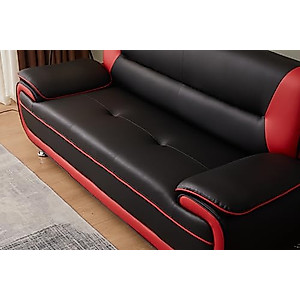 Kingway Inc Sofas, 3 Seat, Black&Red