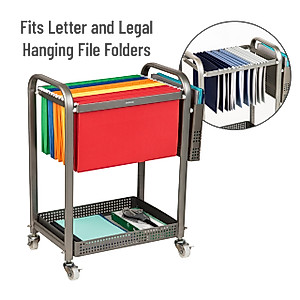 Mind Reader Metal Mobile File Cart, Silver