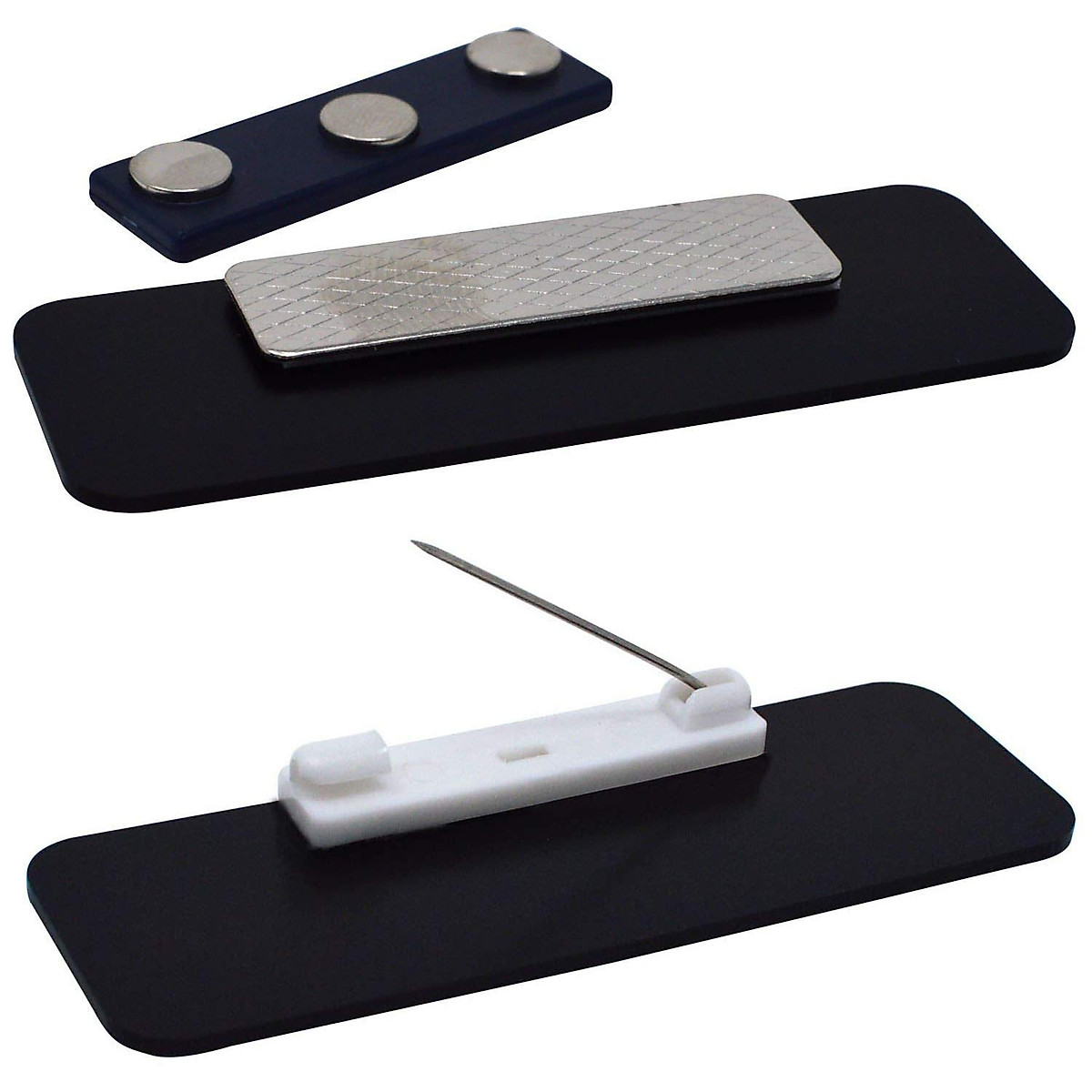 Custom Engraved Name Tag Badges – Personalized Identification with Pin or Magnetic Backing, 1 Inch x 3 Inches, Silver/Black