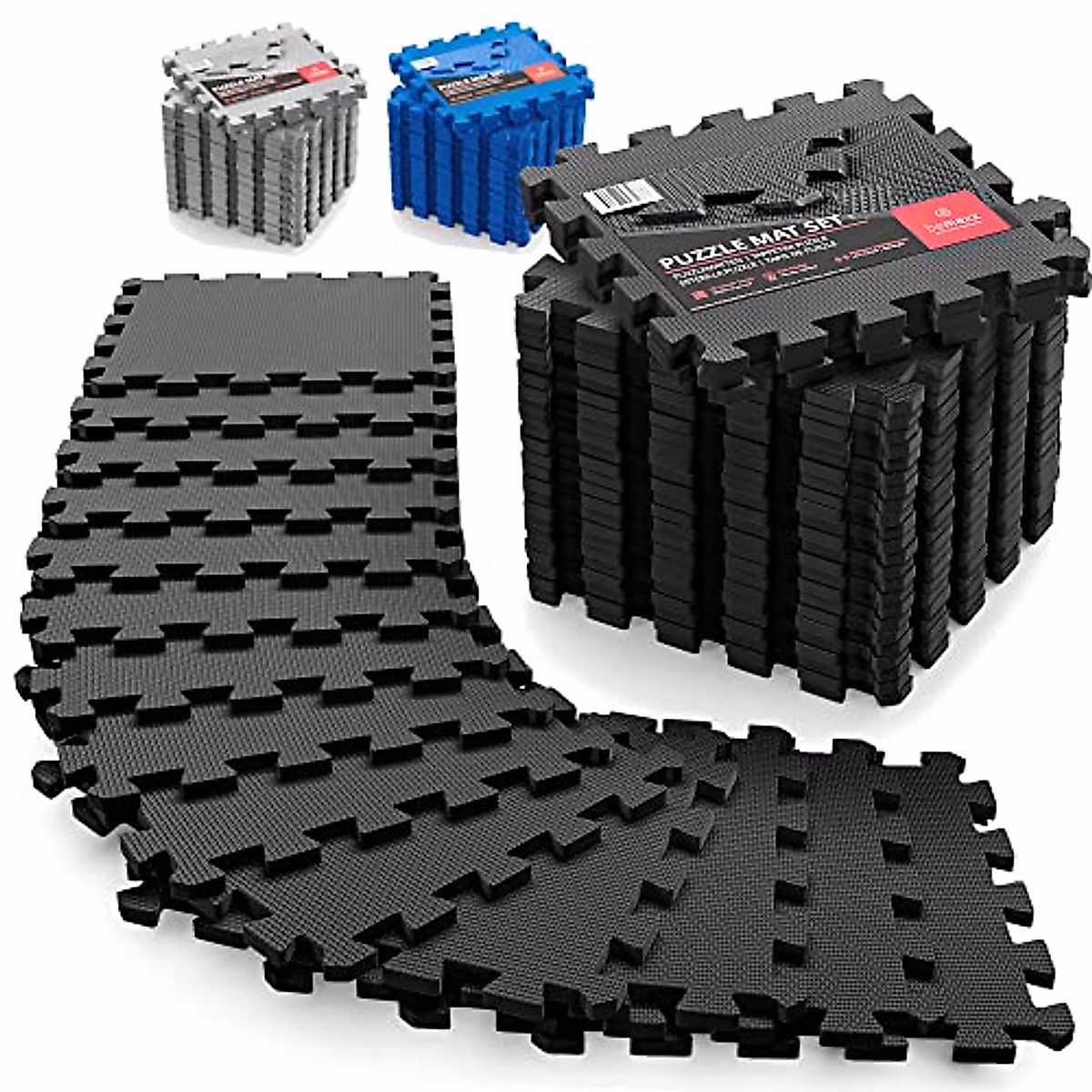 Gym Flooring Set - Interlocking EVA Soft Foam Floor Mat, 18 Pieces Puzzle Rubber Tiles Protective Ground Surface Protection, Play Workout Exercise Mats Underlay Matting Sports Pool Home Fitness Garage