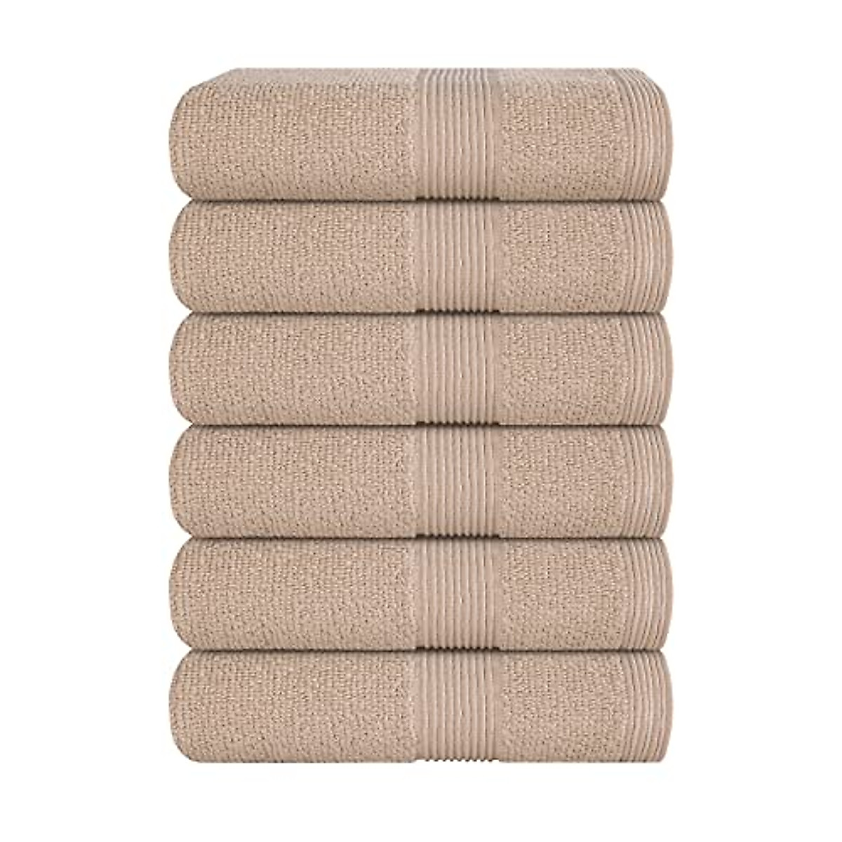 BELIZZI HOME Ultra Soft 6-Piece Hand Towel Set 16x28-100% Ringspun Cotton - Durable & Highly Absorbent Hand Towels - Ideal for use in Bathroom, Kitchen, Gym, Spa & General Cleaning - Tan