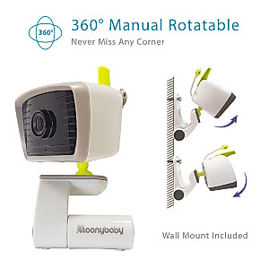 Moonybaby Split Screen Baby Monitor with 2 Cameras, Extended 12hrs Battery Life, Wide View, Large Screen, Long Range, Night Vision, Temperature Monitoring, 2 Way Talk Back, Power Saving