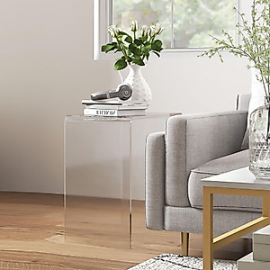 HOMCOM 21" Long Rectangle All Acrylic 15mm Thick Waterfall Coffee Table, Clear