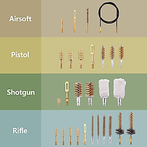 BOOSTEADY Pro Gun Cleaning Kit Universal Gun Cleaning Kit Handgun Shotgun Cleaning Kit for All Guns with High-end Brass Brushes, Mops, Jags, Reinforced Rods