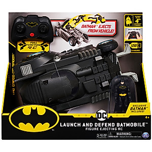 DC Comics Batman Launch and Defend Batmobile Remote Control Vehicle with Exclusive 4-inch Batman Figure, Kids Toys for Boys