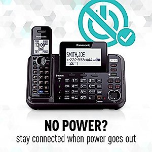 Panasonic 2-Line Cordless Phone System with 2 Handsets - Answering Machine, Link2Cell, 3-Way Conference, Call Block, Long Range DECT 6.0, Bluetooth - KX-TG9542B (Black)
