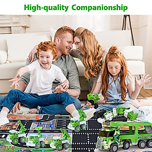 Rydohi Kids Toys Car for Boys : Toddler Truck Toys DIY Take Apart with Map Mat 5 in 1 Carrier Vehicle Construction Toys for Kids Age 3 4 5 6 7 Birthday Party for Kids Gifts