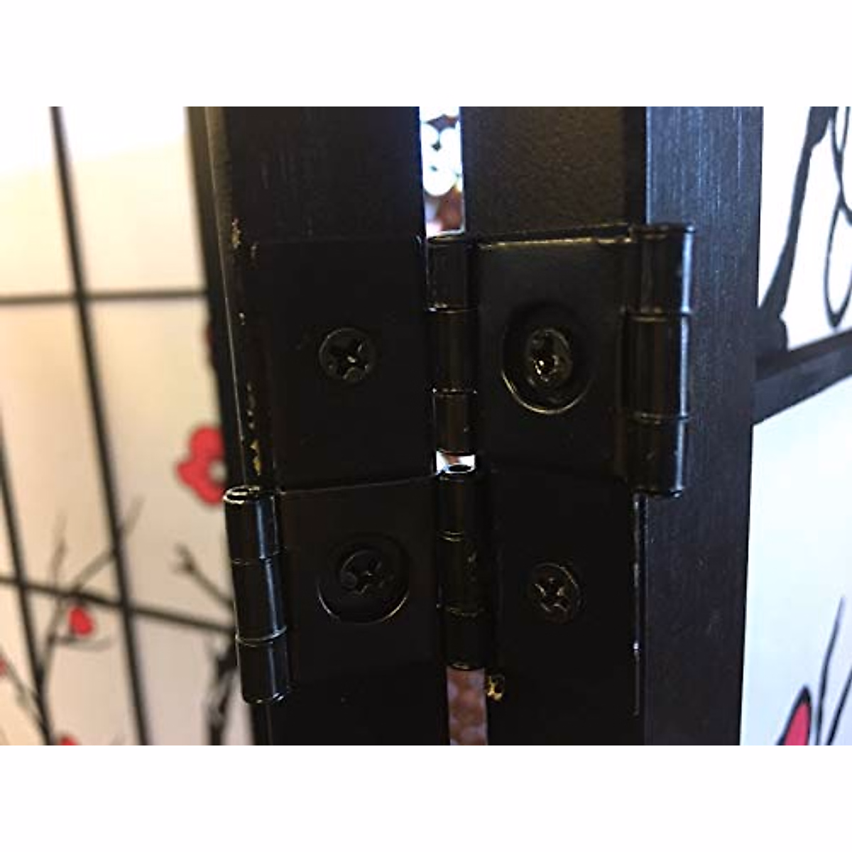 Legacy Decor 4-Panel Blossom Screen Room Divider, Black