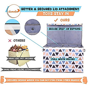HOMEFOX X-Large Toy Chest - Toy Box - Toy Storage Organizer Bin Basket - 25''x17''x15'' w Flip Top Lid Kid Large ToyBox for Boy Girl Collapsible Portable Stackable Lightweight Foldable Sturdy Storage