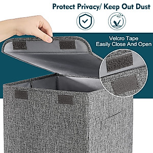 Laundry basket with Lid,Laundry hamper,No installation need,Collapsible Laundry basket with Handles,Dirty Clothes Toys laundry Hamper for Bathroom washroom,basket for Laundry,Grey 38L