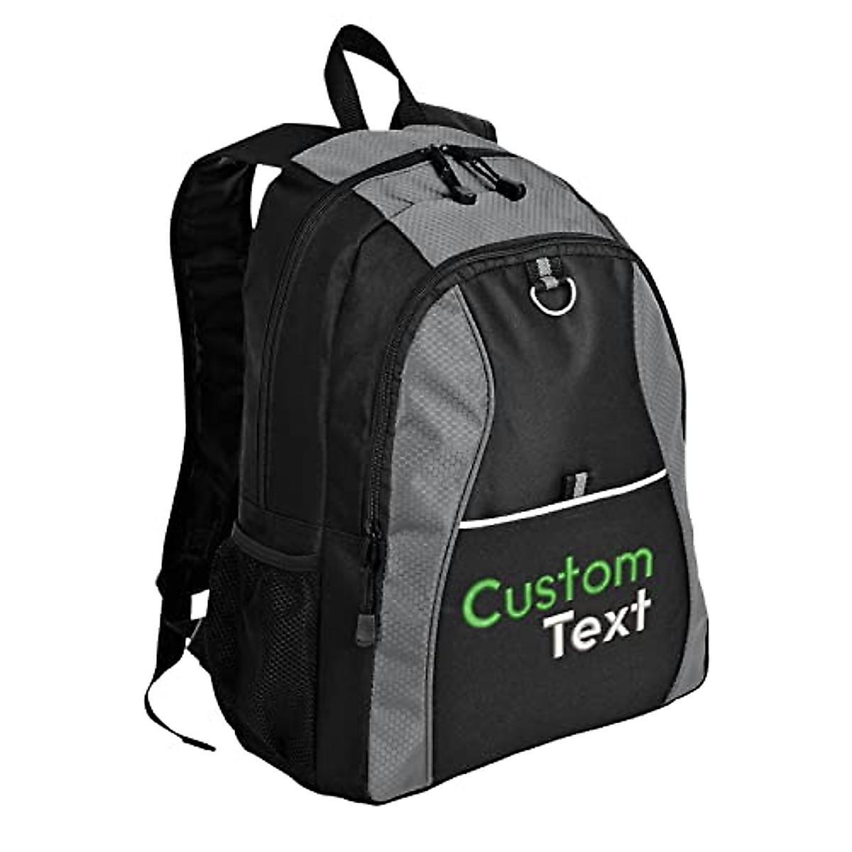 Personalized Contrast Honeycomb Backpacks, Grey - Your Name - Customized Embroidery Backpack for College, Business