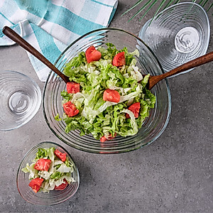 Volarium CRYSTALIA Mixing Bowl and Small Serving Bowls Set of 7, Clear European Glass Kitchen Prep Bowls, Great for Salad, Fruits, Sauce, Dipping, Dessert and Side Dishes, Stackable for Easy Storage