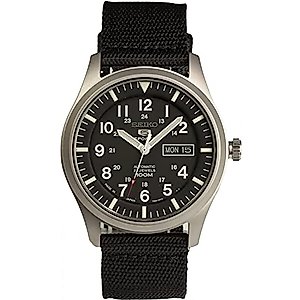 SEIKO 5 SPORTS Automatic made in Japan Black Dial Nylon Strap Watch SNZG15J1 Men's