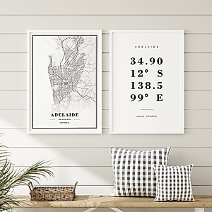 Dear Mapper Adelaide Australia View Abstract Road Modern Map Art Minimalist Painting Black and White Canvas Line Art Print Poster Art Print Poster Home Decor (Set of 3 Unframed) (16x24inch)