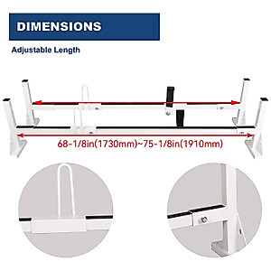 ECOTRIC Universal 750LBS Capacity 3 Bars Ladder Roof Racks 68"-75" Compatible with Ford E150 250 350 Chevy Chevrolet Express 1500 2500 3500 GMC Savana with Rain Gutters Kayak Canoe Lumber Pipe Cargo