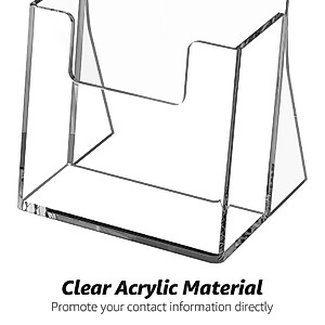 MaxGear Acrylic Brochure Holder 4 inch, Plastic Brochure Holders Clear Countertop Acrylic Literature Holder Flyer Trifold Holder Plastic Display Stand For Pamphlet, Booklet, Magazine, Menu, 2 Pack