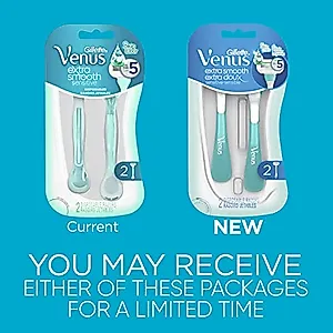 Gillette Venus Extra Smooth Sensitive Disposable Razors for Women with Sensitive Skin, 2 Count