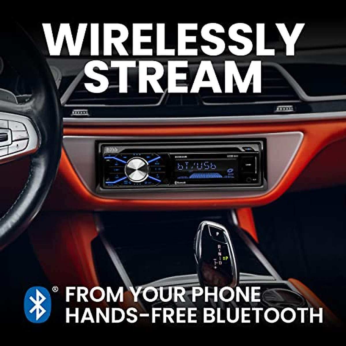 BOSS Audio Systems 508UAB Car Stereo System - Single Din, Bluetooth Audio and Calling Head Unit, Aux-in, USB, Built-in Microphone, CD Player, AM/FM Radio Receiver, Hook Up To Amplifier