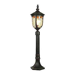 Victoria Glass Lantern Outdoor Floor Light Gate Landscape Street Lighting Fixture with Beveled Clear Antique Glass Pillar Post Lamps Victorian Column Light Lantern for Patio Porch Decora