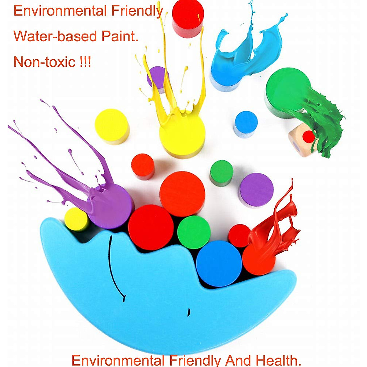 HWD Wooden Stacking Blocks Balancing Games, Moon Equilibrium Puzzles Toy, Preschool Early Educational Parent-Child Interaction Sorting Games for Toddler, Kids, Children