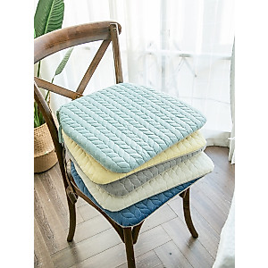 2 Pack Chair Cushions for Dining Chairs Rubber Back U-Shaped Chair Pads with Ties Soft Plush Nonslip Seat Cushions Machine Washable Kitchen Chair Pads,17" x 16" (Yellow)