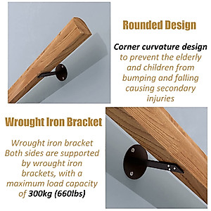Indoor Wooden Handicap Handrails for Stairway/Entrance/Hot Tub, Long 3m 3.5m 4m 4.5m 5m 5.5m 6m Disabled Porch Railing/Hand Pipe, Handrail Supports System (Size : 4.8m(15.7ft)=4 Sections)