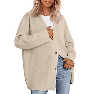 EFAN Womens Winter Trendy Sweaters 2025 Fall Oversized Sweater Long Cardigans V Neck Lightweight Knit Clothes Outfits Apricot