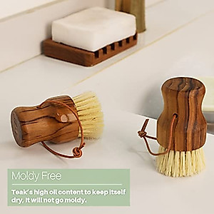 HTB Teak Dish Drying Rack & Dish Scrub Brush