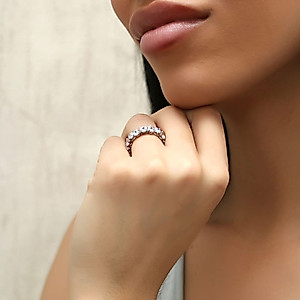 BERRICLE Sterling Silver Heart Wedding Rings Cubic Zirconia CZ Anniversary Eternity Ring for Women, Rhodium Plated Size 8