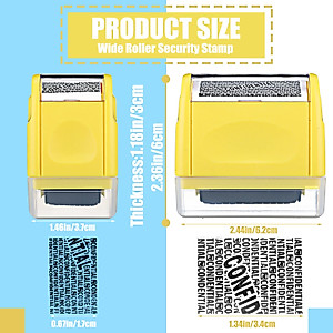 2 Pack Identity Theft Protection Roller Stamp Set Yellow Confidential Roller Stamp Privacy Stamp Information Blocker Stamp and 4 Pack Refill Ink for ID Account Address Privacy Information Security