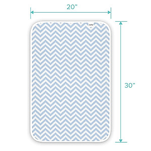 Kushies Deluxe Waterproof Changing Pad Liners - 20 x 30 inches Baby Changing Table Liners - Baby Changing Pads - Diaper Changing Flat Liner Pad Waterproof Portable (Blue Chevron)